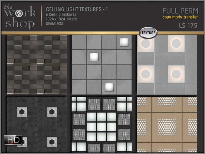 Second Life Marketplace - CEILING LIGHT TEXTURES - 1