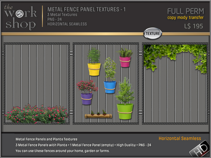 Second Life Marketplace - METAL FENCE PANEL TEXTURES - 1