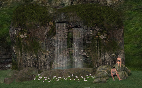 Second Life Marketplace - Waterfall with PG sits- mesh cliff - mesh ...