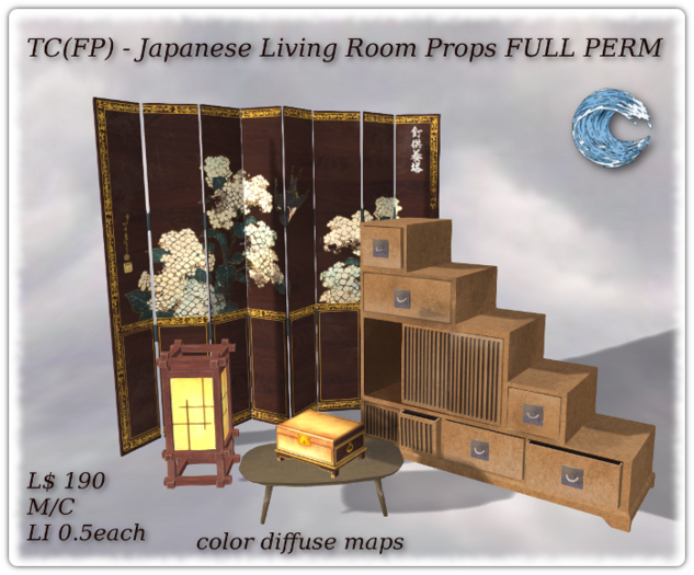 Second Life Marketplace - Japanese Living Room Props FULL PERM