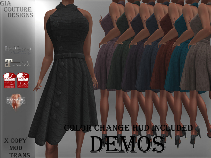 Second Life Marketplace - "GCD" Wren Belted Halter Dresses DEMOS