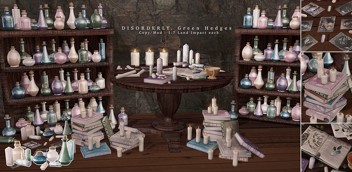 Second Life Marketplace - DISORDERLY. / Green Hedges / Crystals & Potions