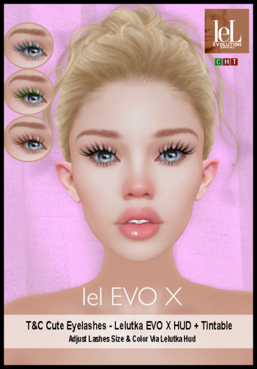 Second Life Marketplace - T&C Cute Eyelashes - Lelutka EVO X HUD + Tintable