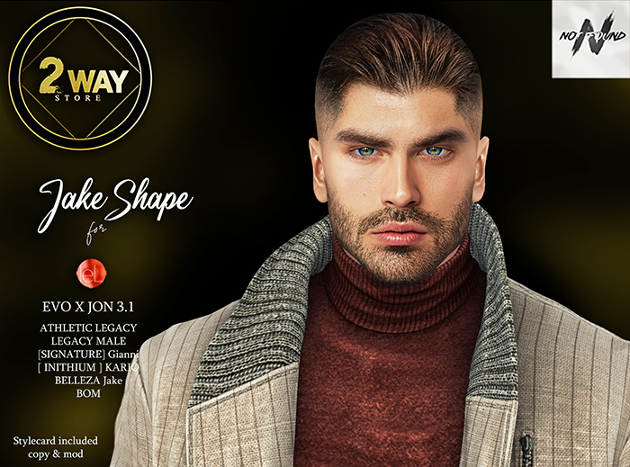 Second Life Marketplace - 2way - Jake Shape for Lelutka Evo X JON Head ...