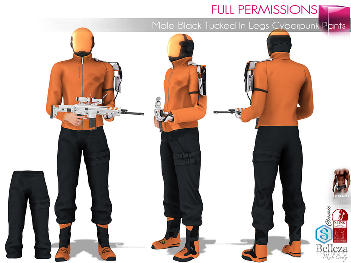 Second Life Marketplace - Full Perm Male Black Tucked In Legs Cyberpunk ...