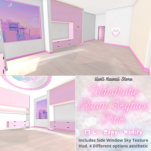 Second Life Marketplace - Wardrobe Room Skybox Pink - UwU Kawaii Store