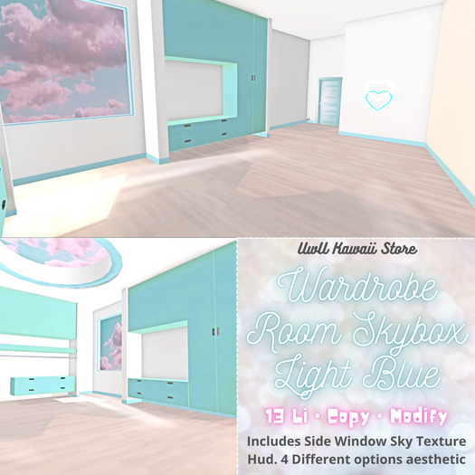 Second Life Marketplace - Wardrobe Room Skybox Light Blue - UwU Kawaii ...