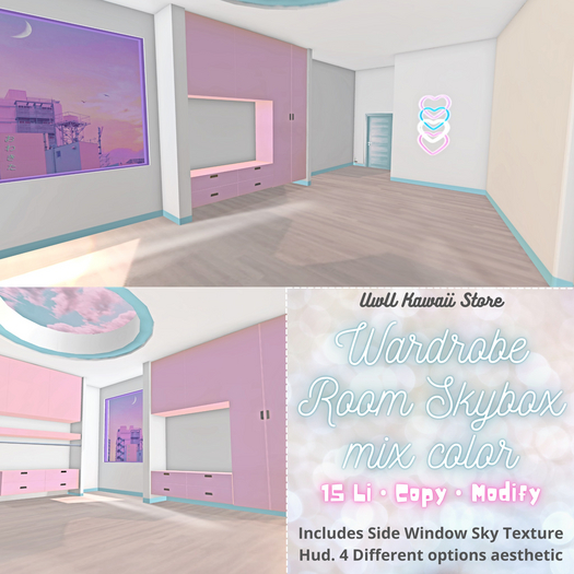 Second Life Marketplace - Wardrobe Room Skybox mix color - UwU Kawaii ...