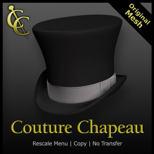 Second Life Marketplace - CC Masterpiece Top Hat: {Black & White}
