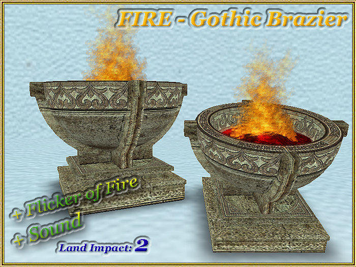 Second Life Marketplace - FIRE - Gothic Brazier (2 LI) (Full perm)