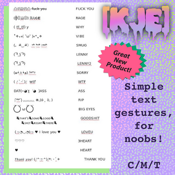 Second Life Marketplace - [KJE] Basic Text Gestures 4 noobs
