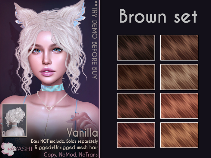 Second Life Marketplace - [^.^Ayashi^.^] Vanilla hair-Brown set