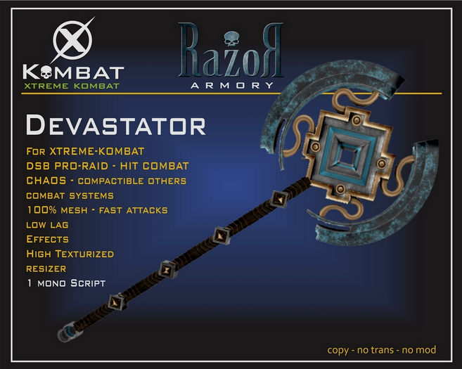 Second Life Marketplace - ..::Razor::.>> Devastator Axe