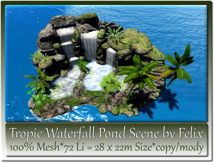 Second Life Marketplace - Tropic Waterfall Pond Scene by Felix 72 Li ...