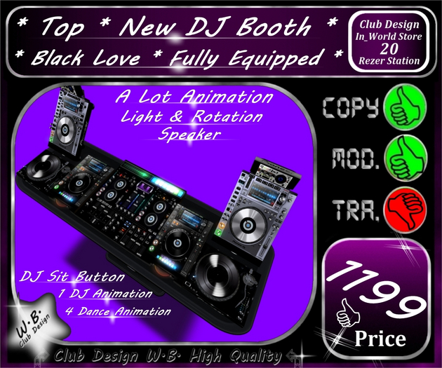 Second Life Marketplace - * Top * New Mesh DJ Booth * Black Love ...