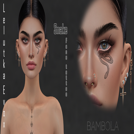 Second Life Marketplace - BAMBOLA:. Tattoo SNAKE face EvoX.
