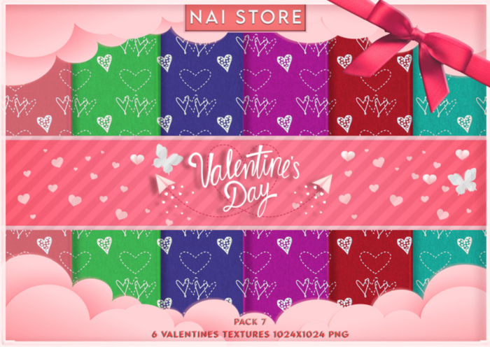 Second Life Marketplace - [[ NAI ]] Valentine textures x6 - PACK 7 /GIFT/ [ADD]