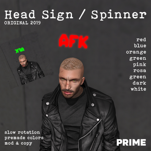 Second Life Marketplace - [PRIME] Head Sign Spinner AFK (wear me)