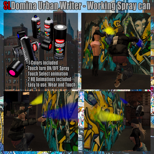 Second Life Marketplace - SLDomina 7x Colors Paint Spray Can with ...