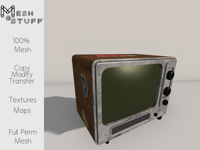 Second Life Marketplace - M&S Old Television Mesh Full Perm