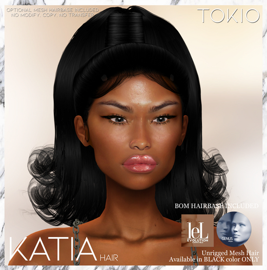 Second Life Marketplace - TOKIO Hair - KATIA Alpha Hair - Black
