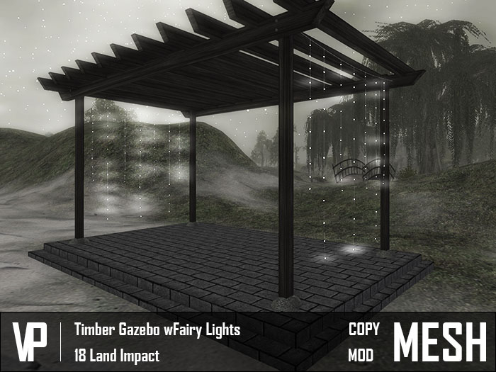 Second Life Marketplace - =VP= Timber Gazebo v2 w/FairyLights (COPY/MOD)