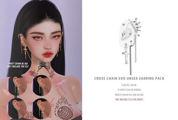 Second Life Marketplace - = DAE = cross chain evo earring pack