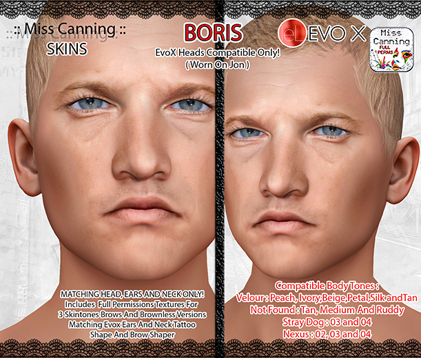 Second Life Marketplace - *:: Miss Canning :: SKINS [ BORIS ] Lelutka ...