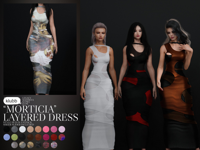 Second Life Marketplace - Klubb - "Morticia" Layered Dress DEMO