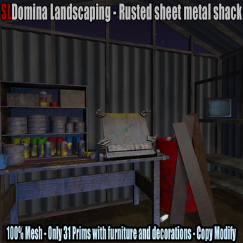 Second Life Marketplace - SLDomina Urban Rusted Sheet Metal Shack ...