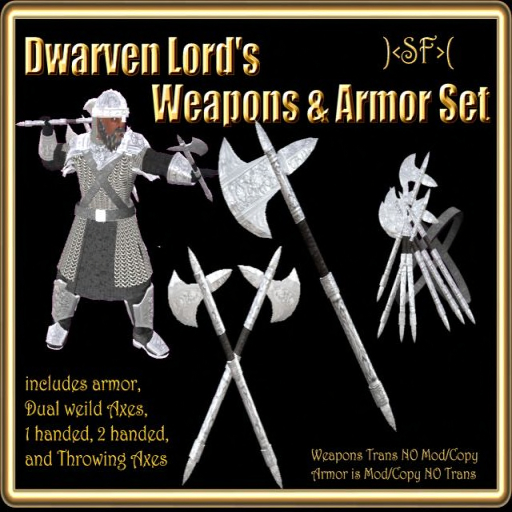 Second Life Marketplace - Deluxe Dwarven Lord's Weapons and Armor Set