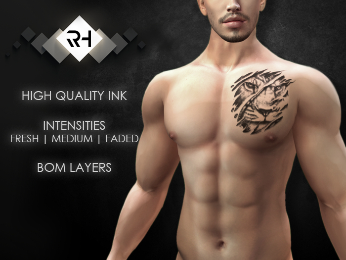Second Life Marketplace - .:RH:. Lion Peak Chest Tattoo