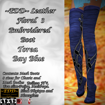 Second Life Marketplace - ~EDD~ Leather Embroidered Floral 3 Boot Torea ...