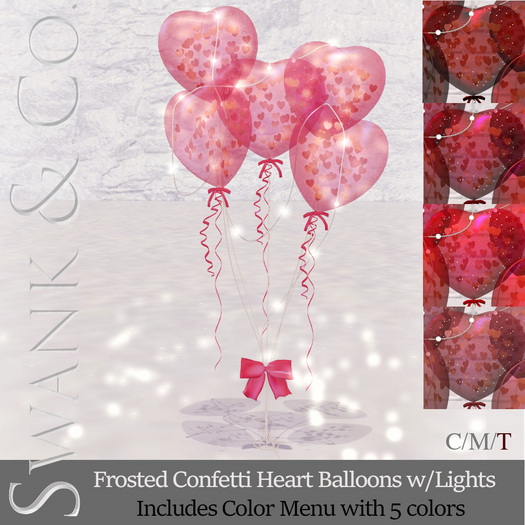 Second Life Marketplace - Swank & Co. Frosted Confetti Heart Balloons w ...