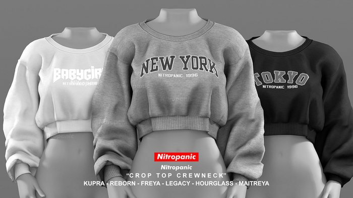 Second Life Marketplace - NITROPANIC DEMO_CROP TOP CREWNECK (ADD)