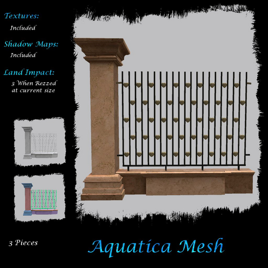 Second Life Marketplace - Aquatica Mesh - AM025186 Valentines Fence 02