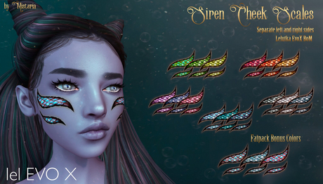 Second Life Marketplace - MIsteria - The Siren Cheek Scales - Red-Gold