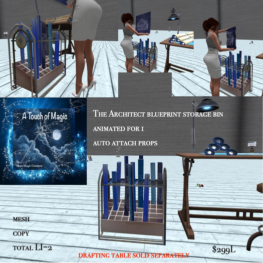 Second Life Marketplace - The Architect Blueprint storage bin animated ...