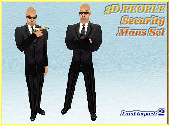 Second Life Marketplace - 3D PEOPLE - Security Mans Set (2 LI) (Full perm)