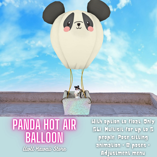 Second Life Marketplace - Panda hot air balloon - UwU Kawaii Store