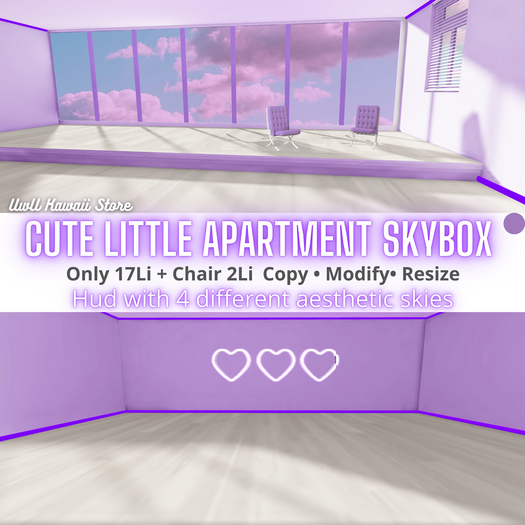 Second Life Marketplace - Cute Little Apartment Skybox Purple- UwU ...