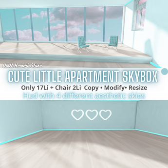 Second Life Marketplace - Cute Little Apartment Skybox Light Blue- UwU ...