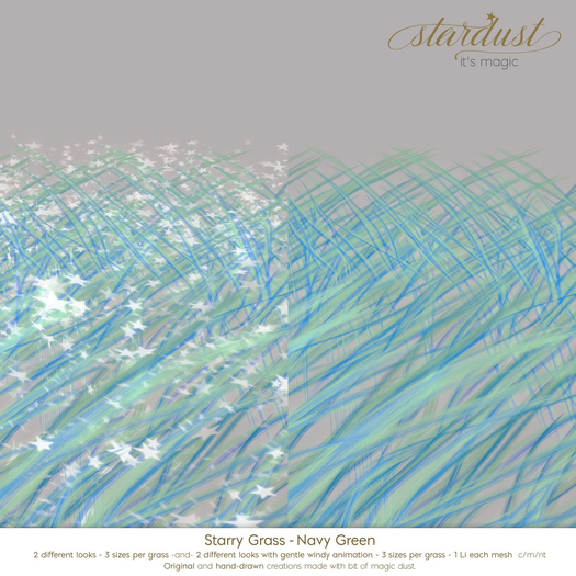 Second Life Marketplace - Stardust - Starry Grass - Navy Green