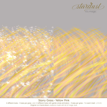 Second Life Marketplace - Stardust - Starry Grass - Yellow Pink
