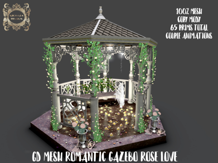 Second Life Marketplace - GD MESH ROMANTIC GAZEBO ROSE LOVE