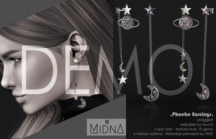 Second Life Marketplace - MIDNA - Phoebe Earrings *DEMO*