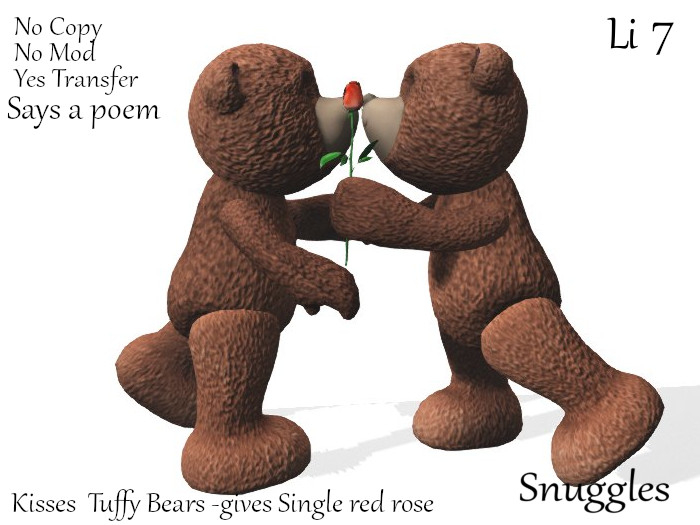 Second Life Marketplace - Kisses Tuffy Bears gives Single red rose