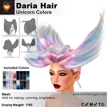Second Life Marketplace - A&A Daria Hair Unicorn Colors.
