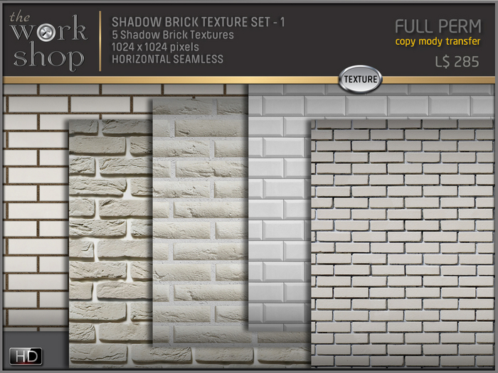 Second Life Marketplace - SHADOW BRICK WALL TEXTURES SET-1