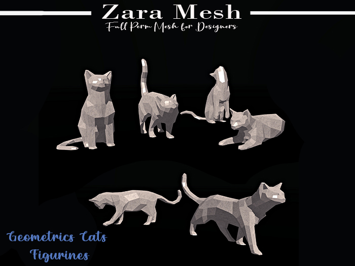 Second Life Marketplace - ZM - Deco - Geometrics Cats Figurines - FULL ...